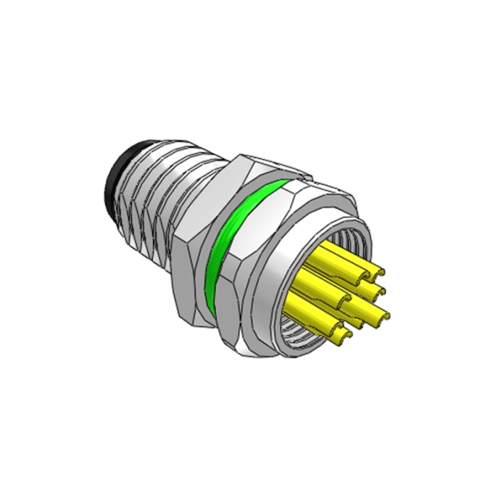 M8 Male Welded Socket 6P Code A Connector - FPIC